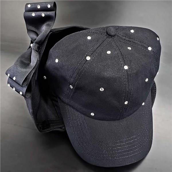 High Spirits | Women's Sized Black Bow Back Baseball Cap With Rear Bow ...